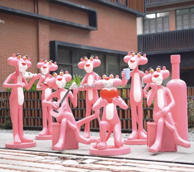 Fiberglass Pink Panther Statue - Custom Outdoor Sculpture