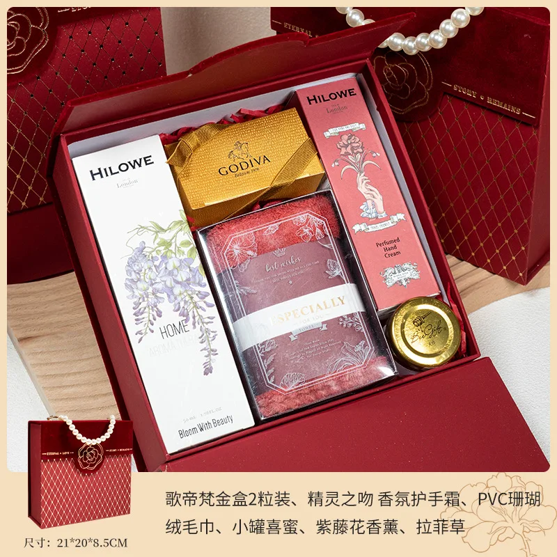 Red Gift Set For Valentine's Day Includes Bear Towel Flower For ...