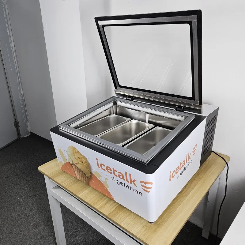 3 Flavors Countertop Ice Cream Showcase Freezer - Buy Mini Display ...