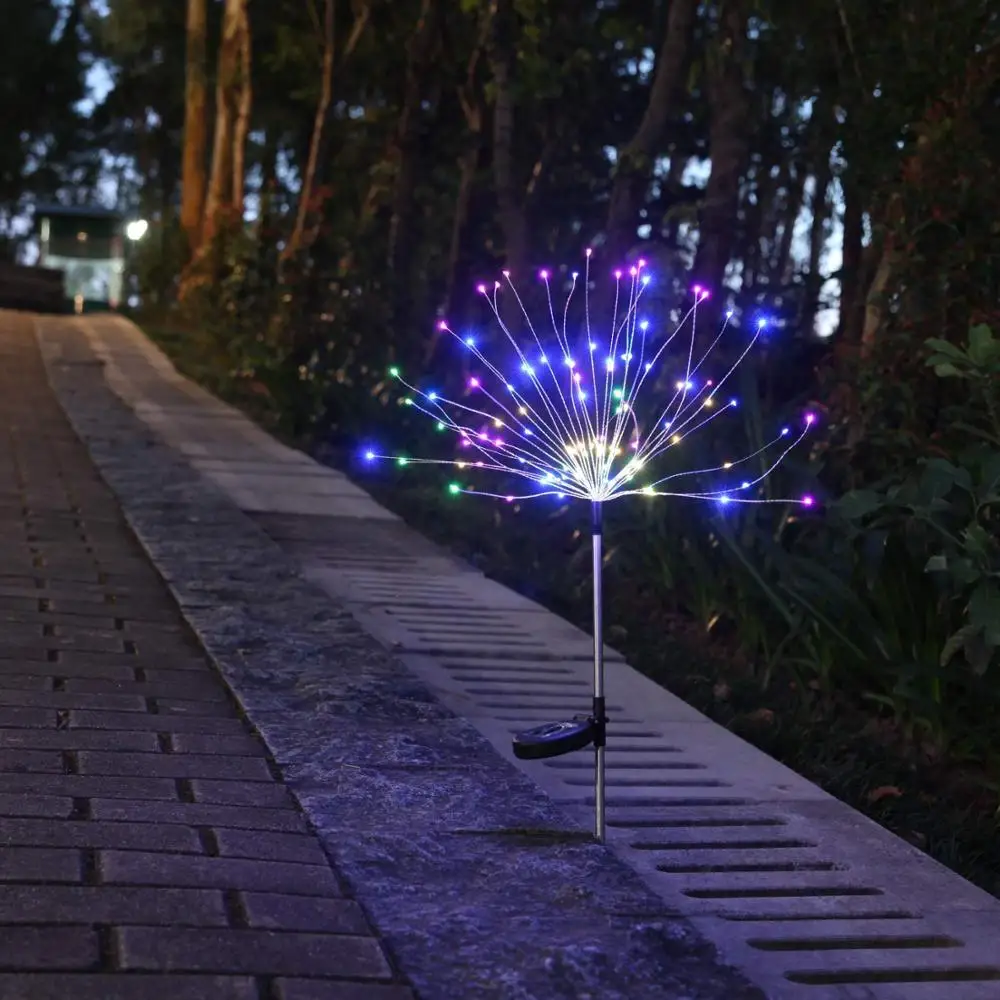 Solar Led Light Fireworks 105 LED Multi Color Outdoor Firework Solar ...