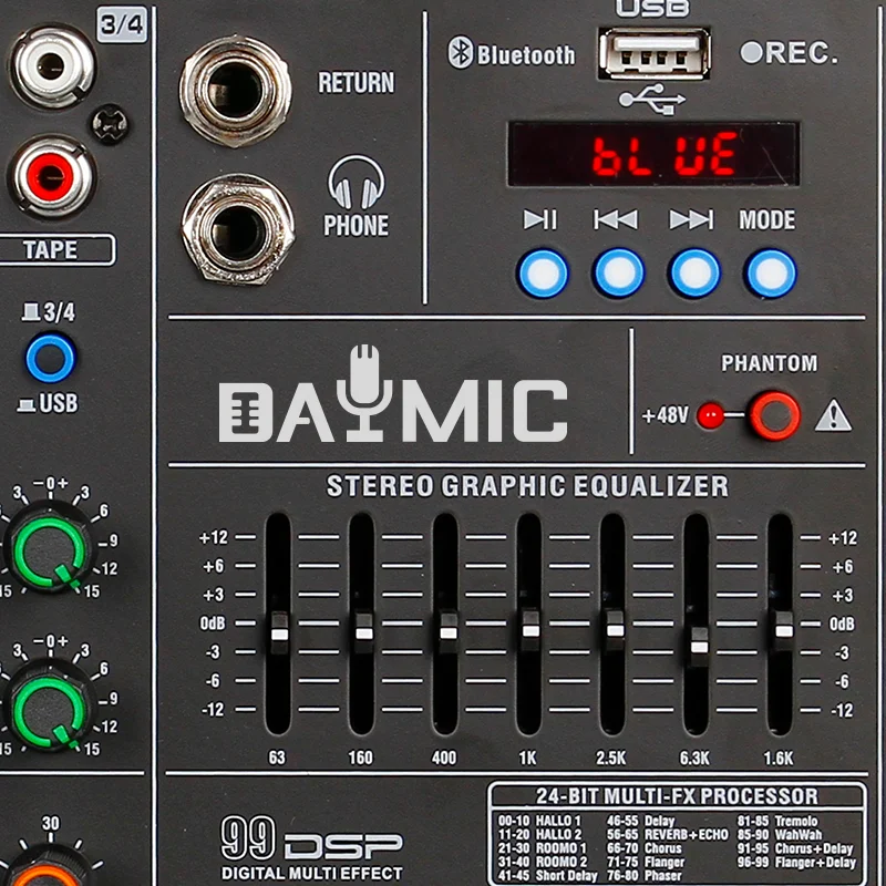 DAYMIC Professional 4 6 8 Channel USB Audio Mixer with DSP OTG