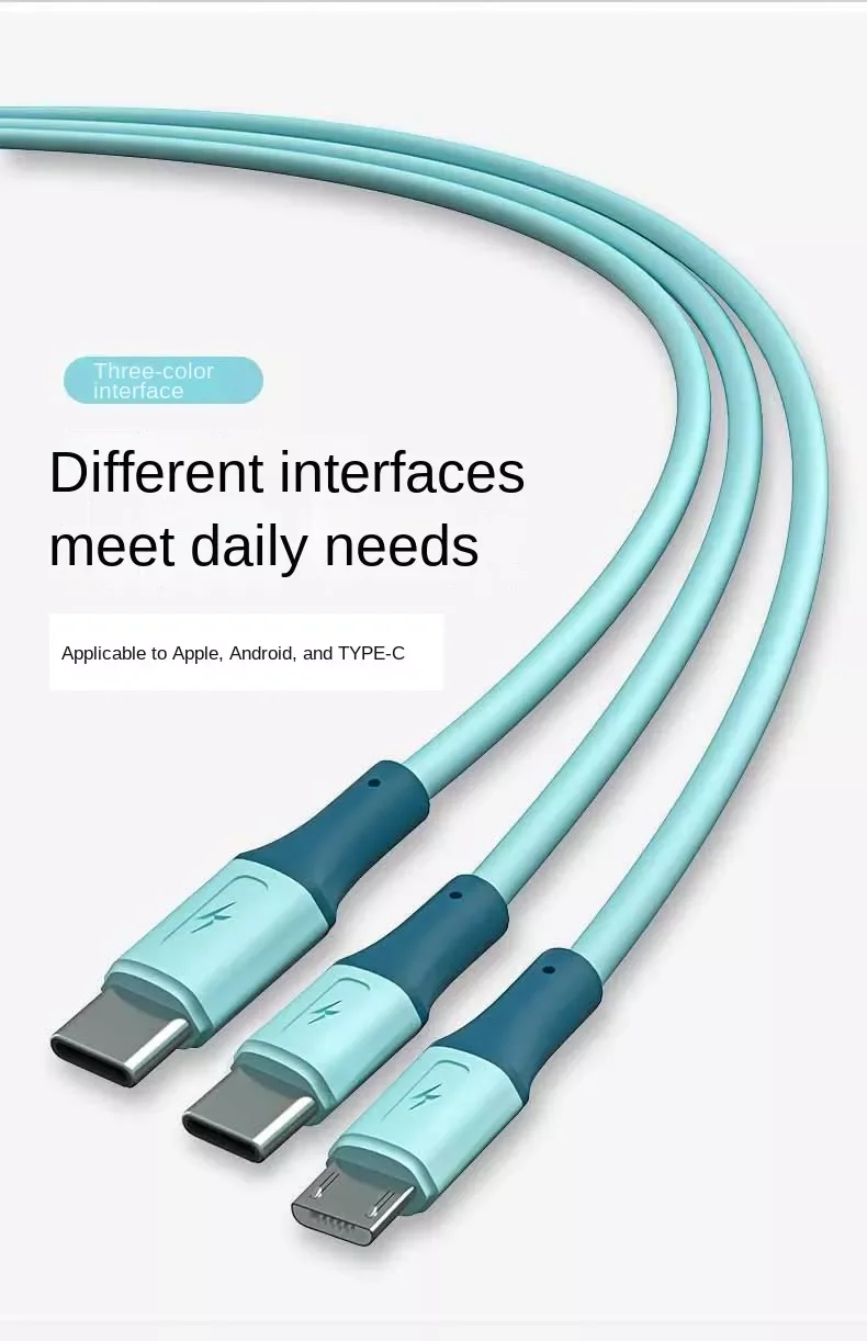 Custom 3 In One Soft Adhesive Usb Cable 3-in-1 Charging Data Cable ...