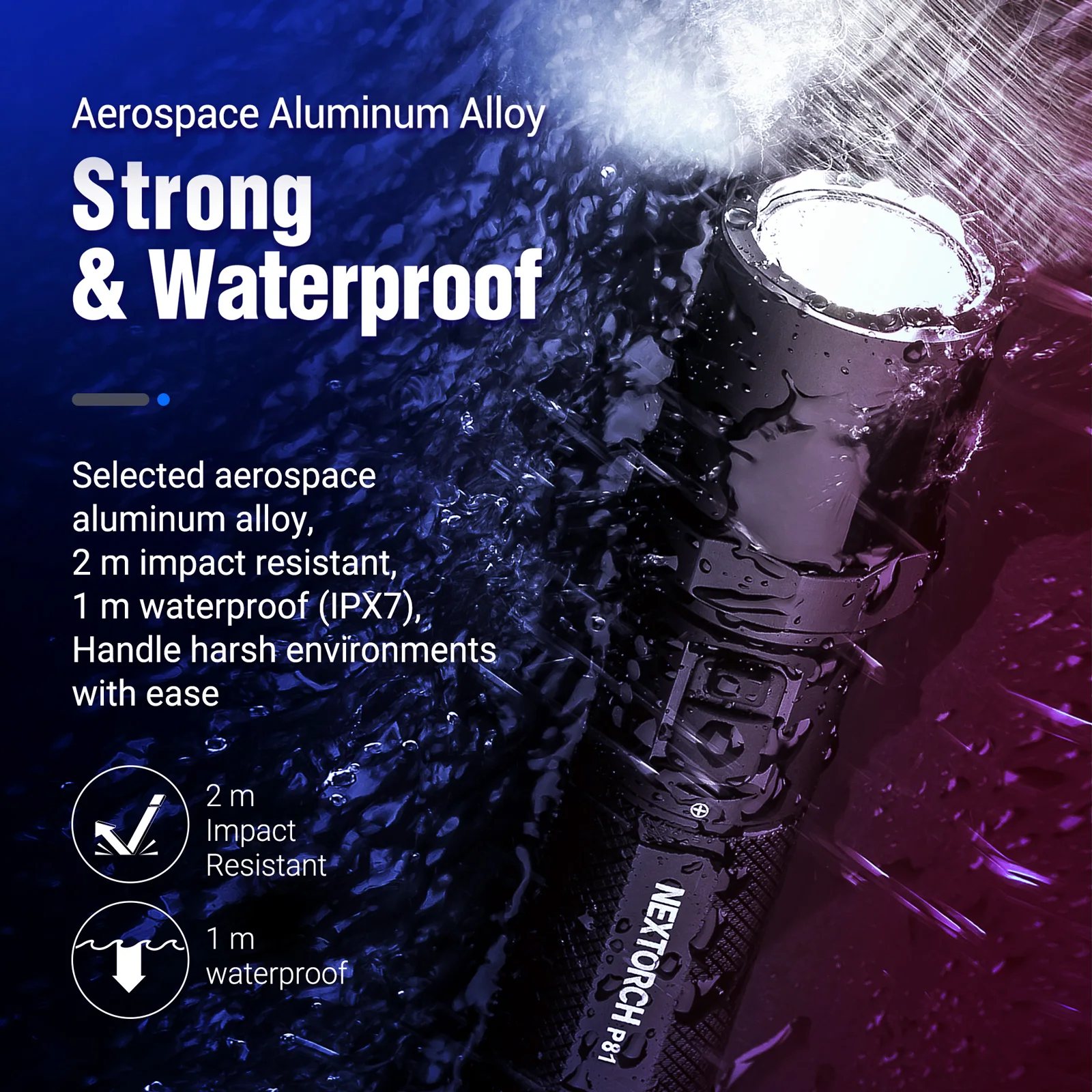 3000 Lumen One-step Strobe Super Bright Flashlight Type C Tactical ...