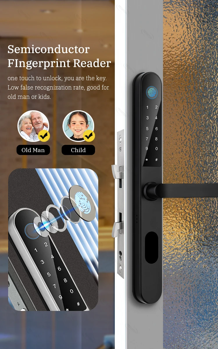 Tediton 92 IP68 Keyless Entry Mortise Smart Lock for Sliding Door