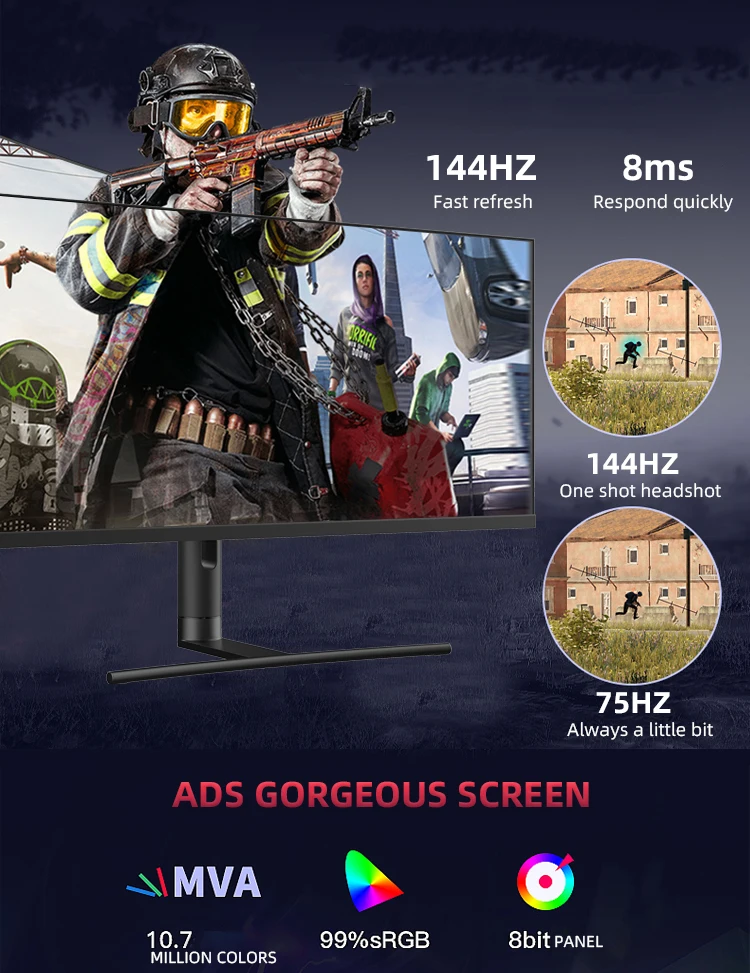 40 Inch 144hz 4k Pc Monitor Gaming Non-glare Frameless Ips 3000r ...