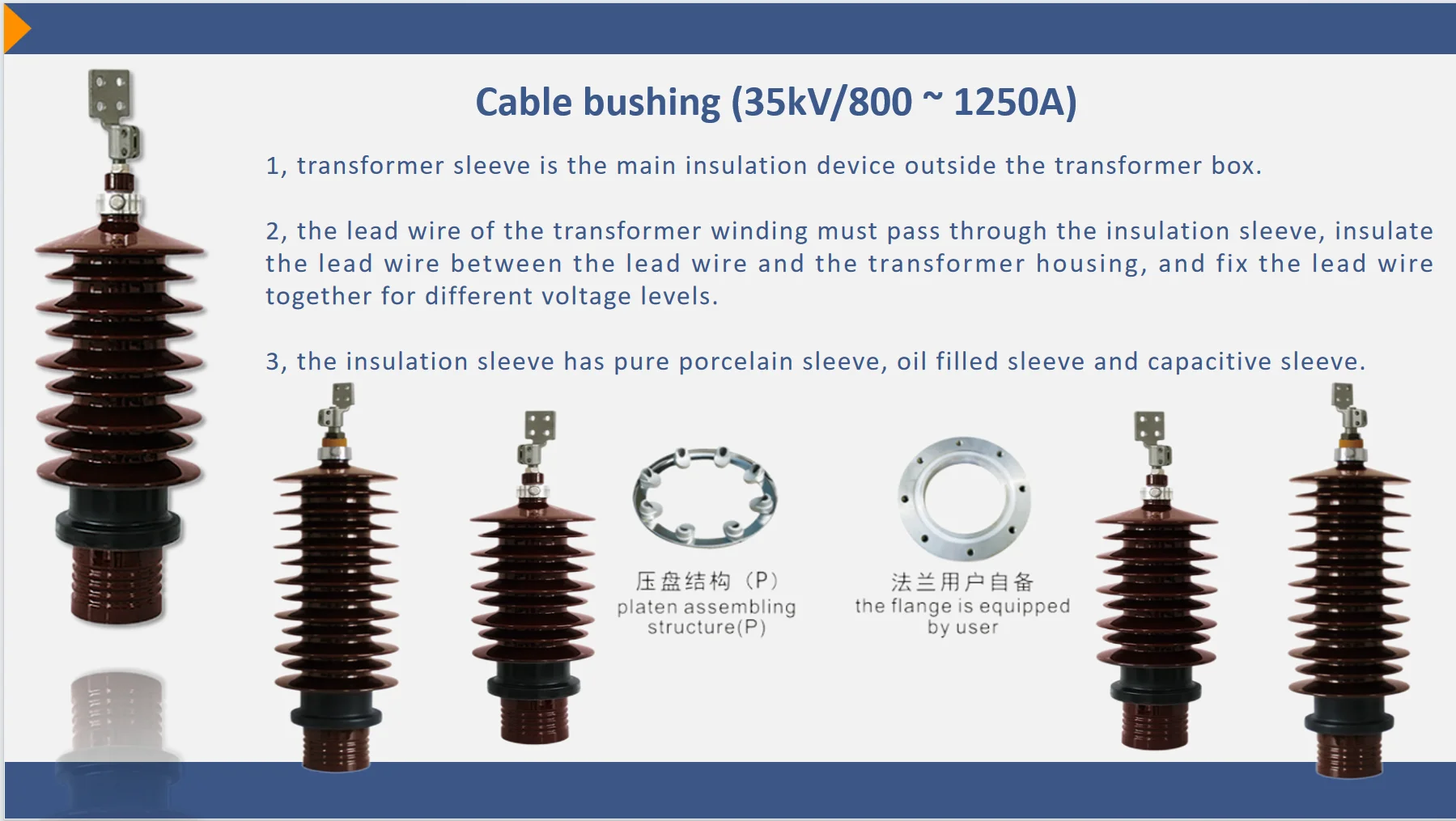Shengbang Lug Dry Type Transformer Bushing Parts 22kv /46 Kv/36kv800a ...