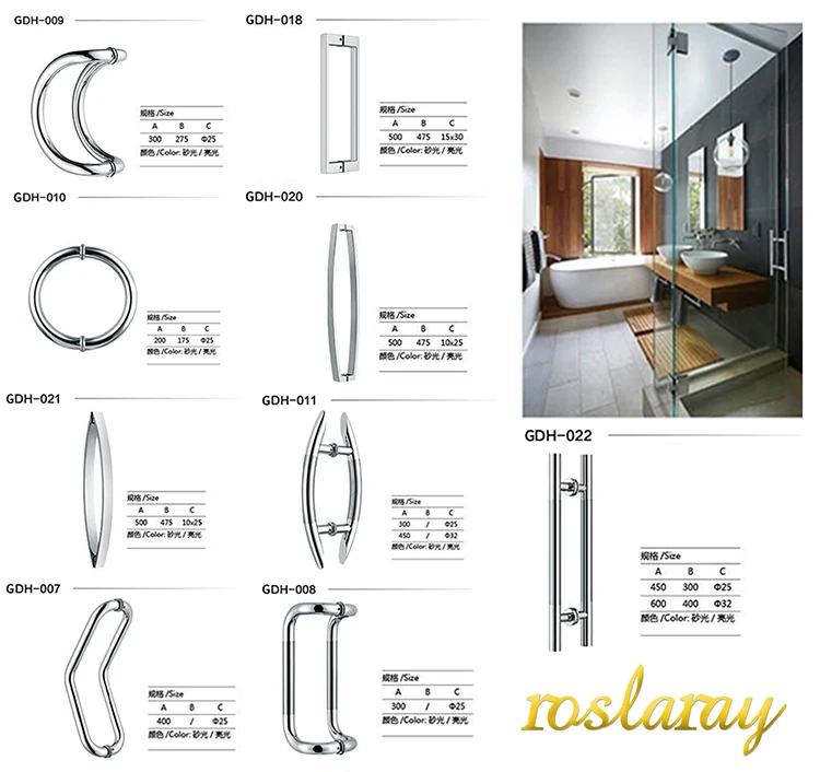 Frameless Glass Door Handle Shower Sliding Towel Bar Accessories Metal ...