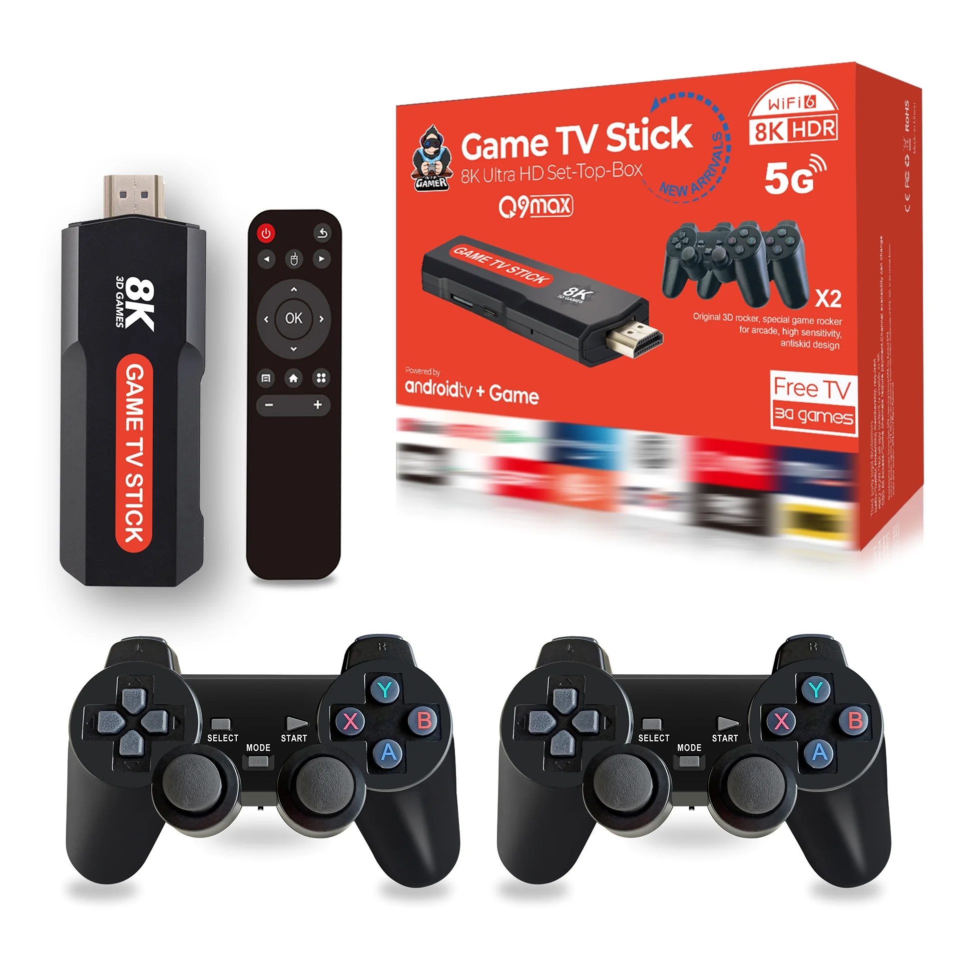 X2 Plus G9 MAX 8K Tv Set up Box 64GB 128GB Mini Arcade Video Game Consoles Android 14 Tv Game ...