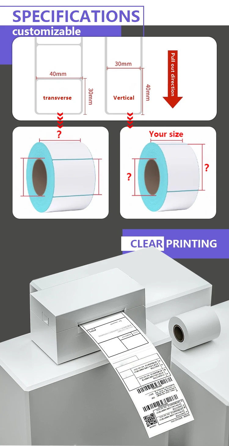 Custom White Barcode 58mm Scale Label Roll 58x60 58x40 Direct Thermal ...