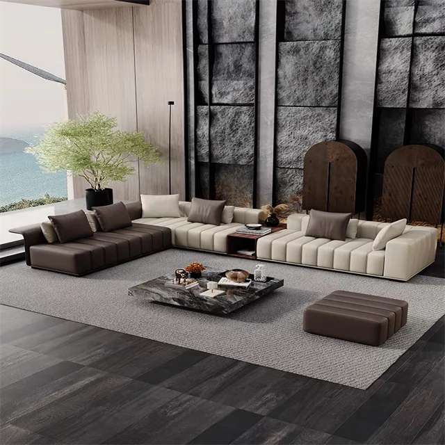 Modern Leather Sectional Sofa,Living Room Furniture Sofa Set Modern ...