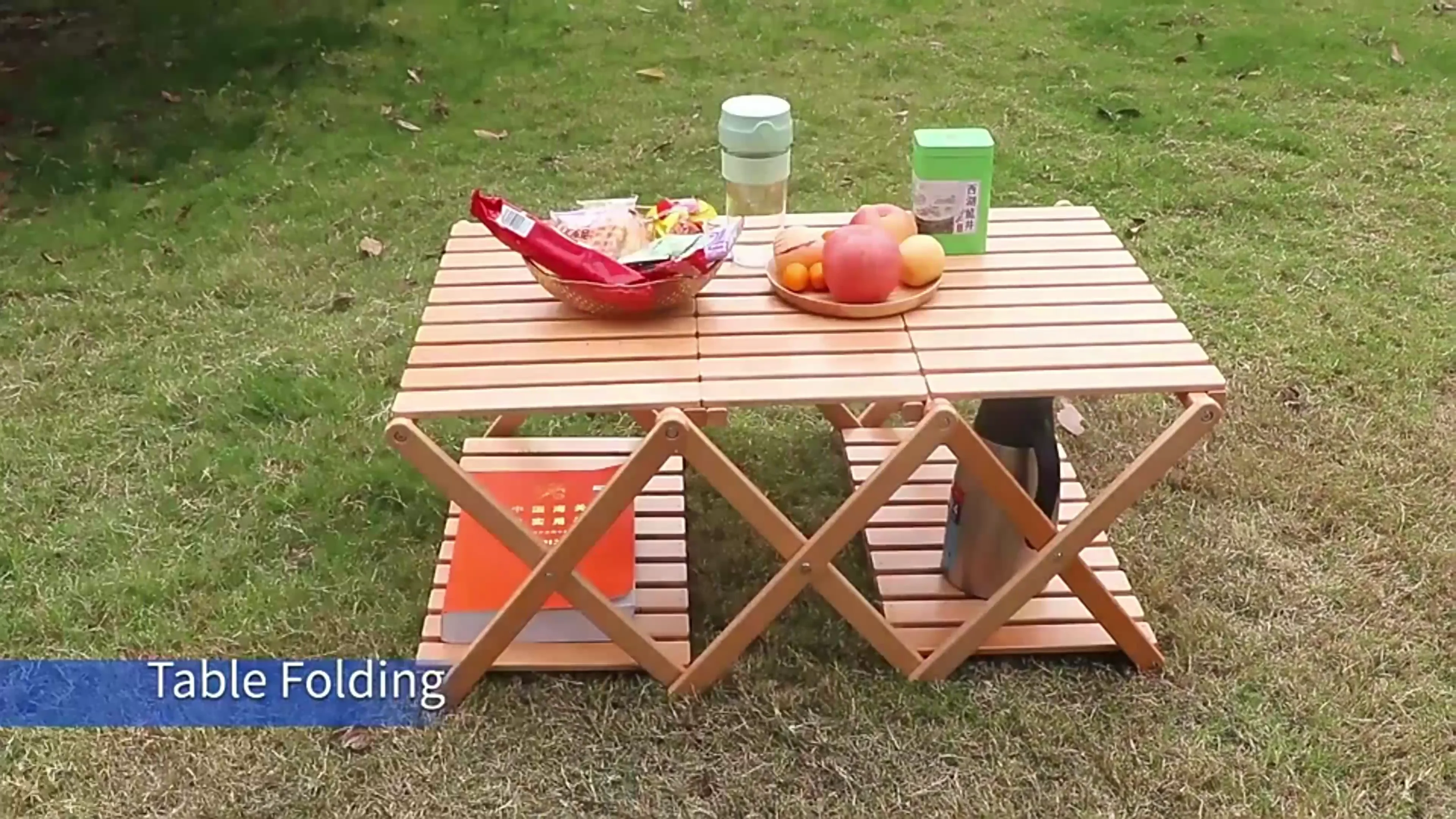 Portable X-shaped Bamboo Camping Picnic Shelf Table Outdoor Furniture ...