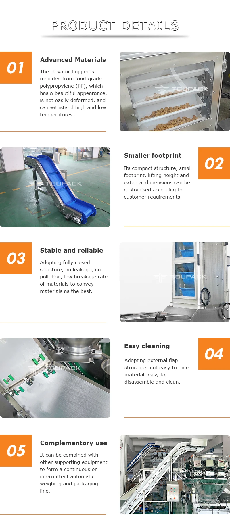 Assembly Line Equipment Screw Inclined Bucket Conveyor Z Type Bucket ...