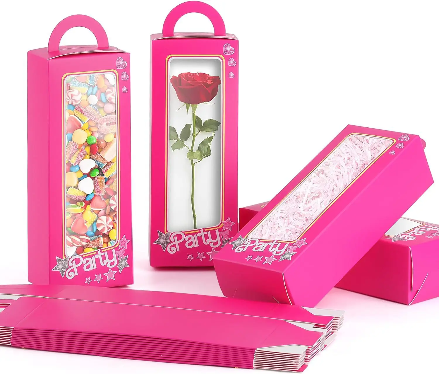 High Quality Transparent Window Candy Pink Paper Box Decorative Gift ...