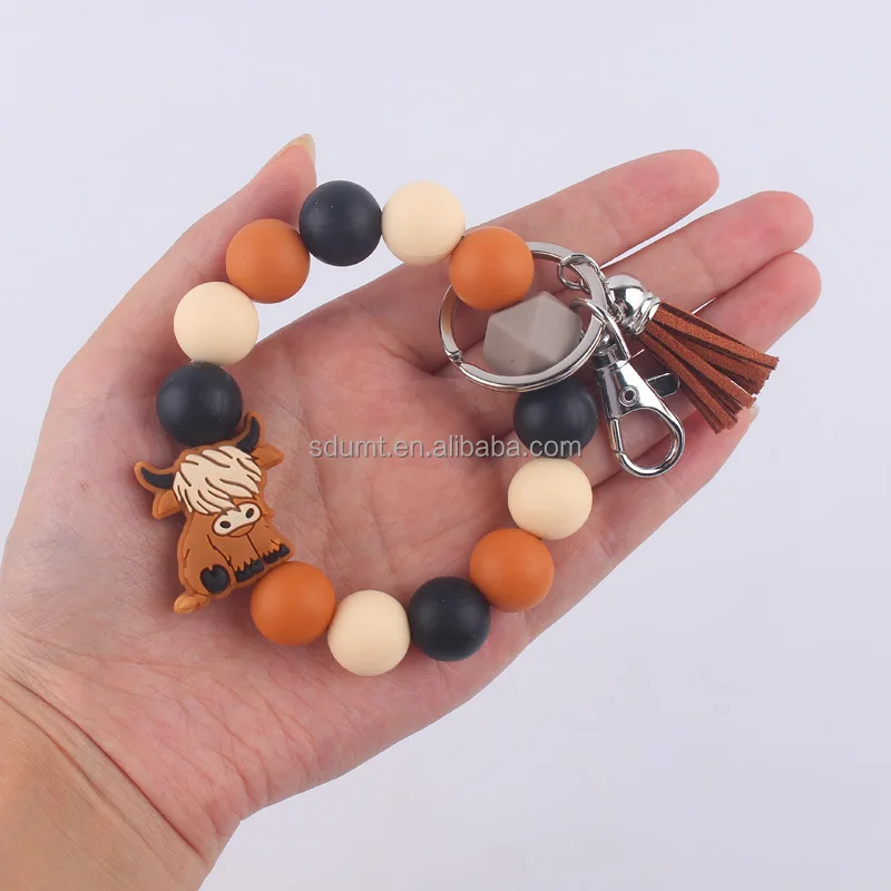 Creative Cartoon Bracelet Keychain High Quality Silicone Cow Keychain ...
