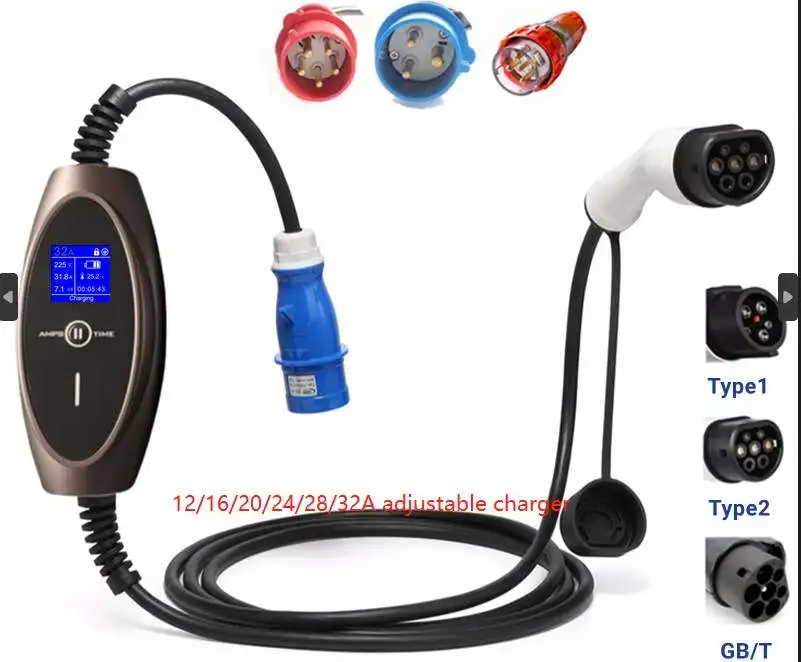 Baichuan Movable 11kw 3phase 16a Ev Car Portable Charger With Lcd ...