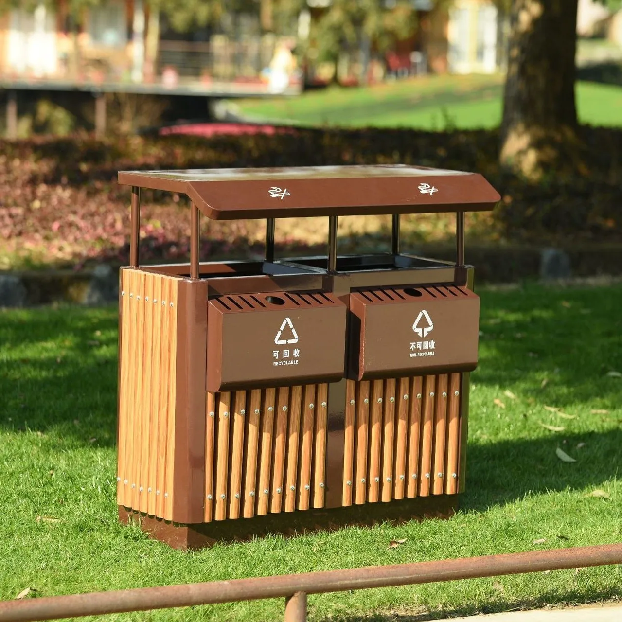 Outdoor Park Hotel 96 Gallon Classification Steel Trash Can Recycle ...