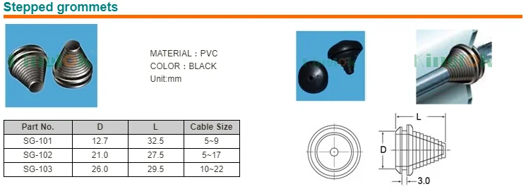 EPDM Rubber Grommet Gasket Black Tapered Cable Seal Ring Rubber Wire ...