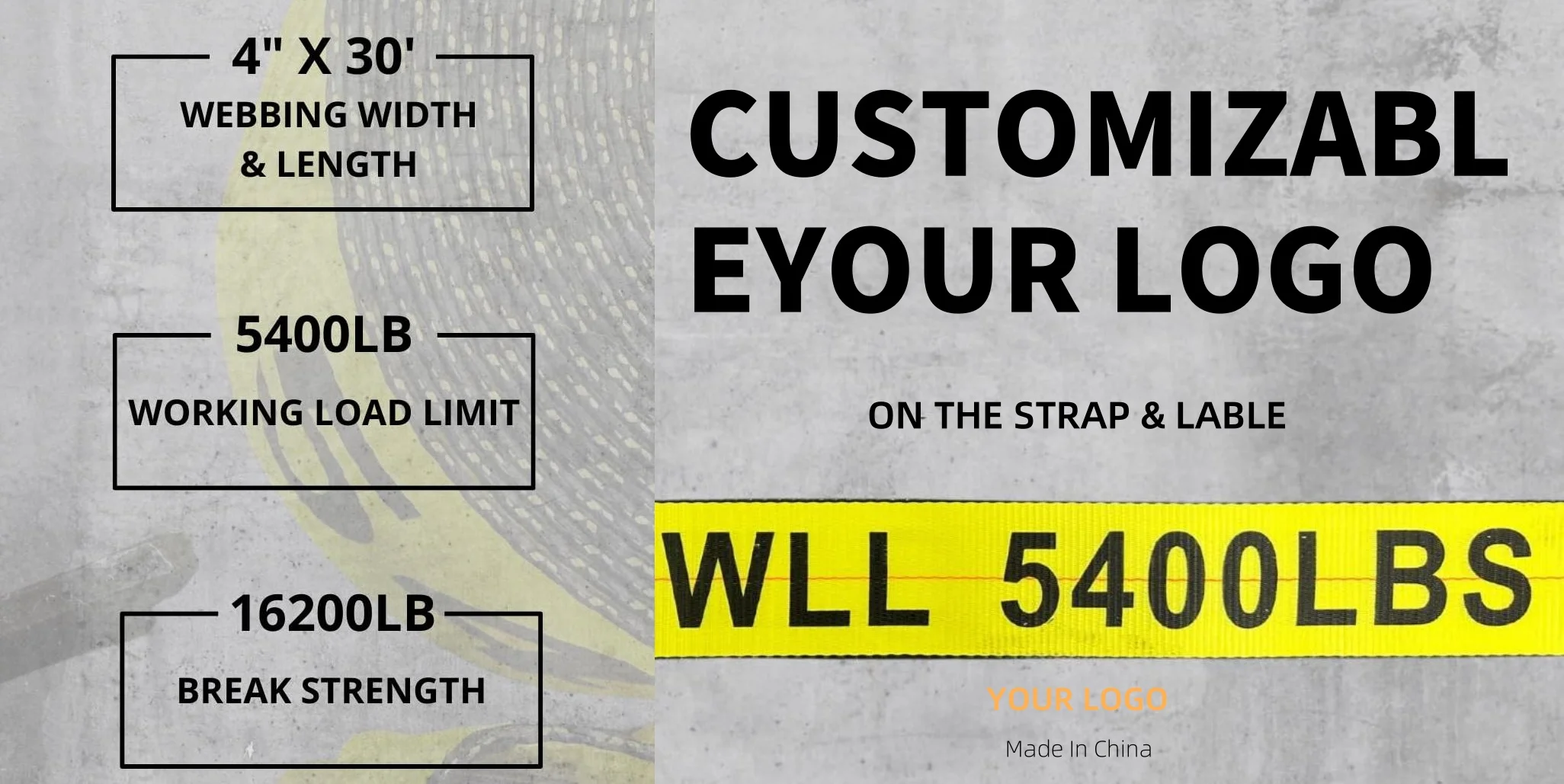 Heavy Duty 4 Inch Polyester Winch Strap Cargo Lashing Belt with WLL ...