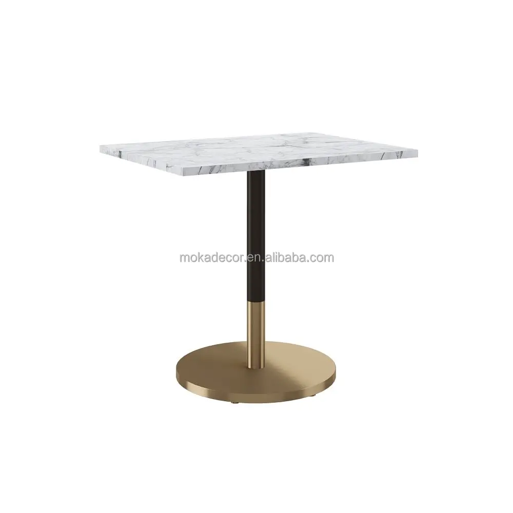 Hpl Restaurant Furniture Brass Shinny Gold Stainless Steel Base Black Marble Top Restaurant ...