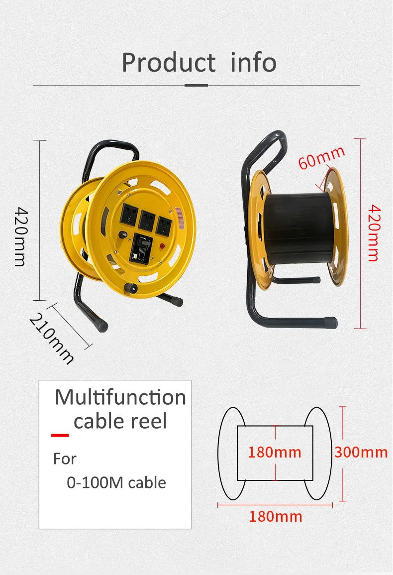 Damo Cable Reel - 100FT Foot Extension Cord with Breaker