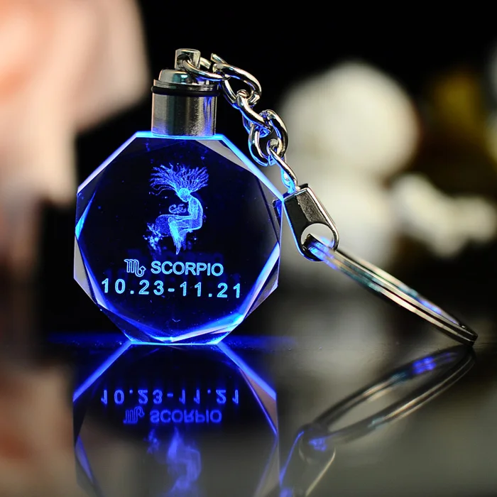 12 Constellation 3D Laser Crystal Key Ring - MH-YS0363
