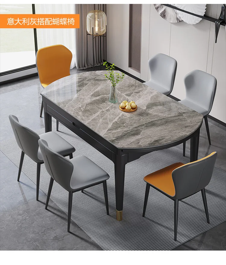 Sintered Stone Folding Modern Luxury Extendable Round Marble Dining ...