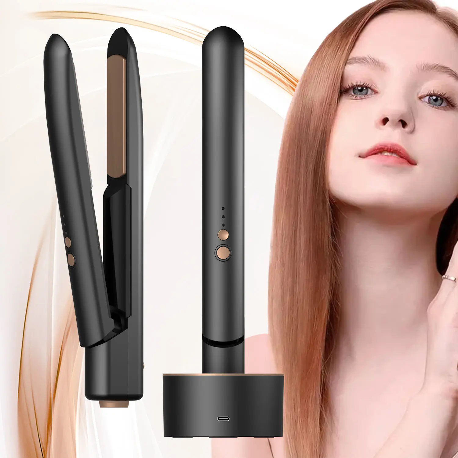 New Cordless Hair Straightener Flat Irons Travel Wireless Straightener ...