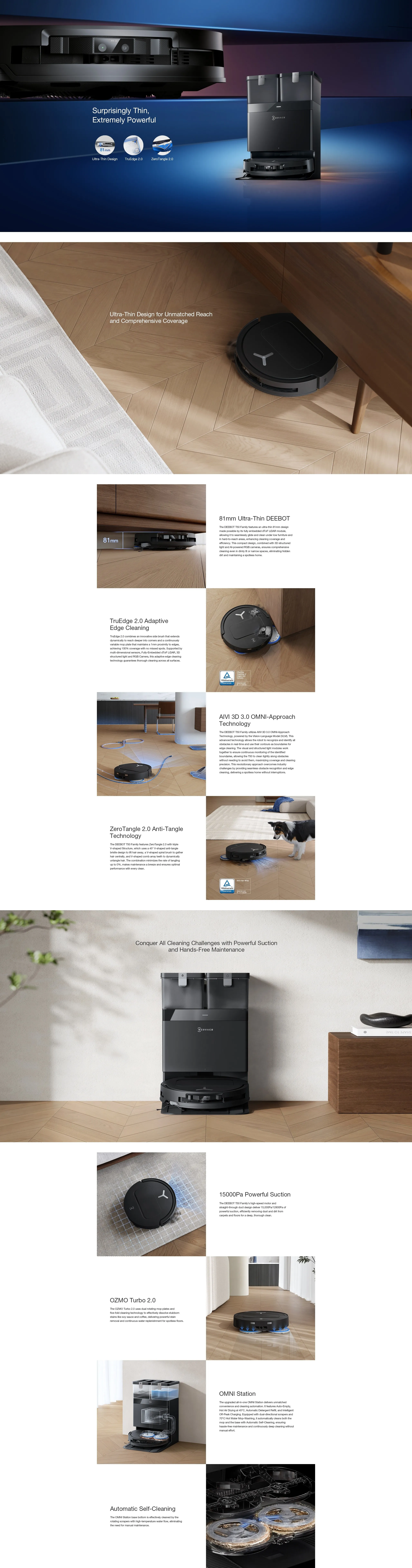 For T50 Pro Omni Navigation Robot Vacuum Cleaner Smart Wet 15000Pa High ...