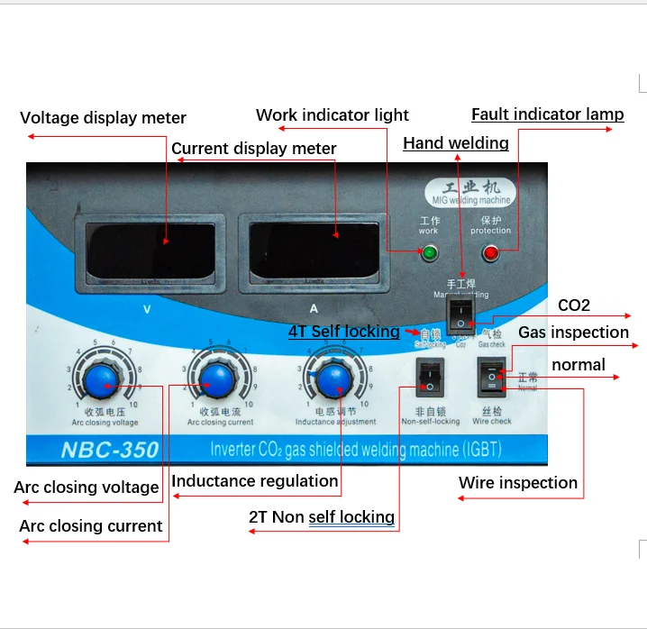 380v Three Phase Igbt Mig Co2 Welding Machine Nbc-350 Inverter Gas Shielded Manual Welding ...
