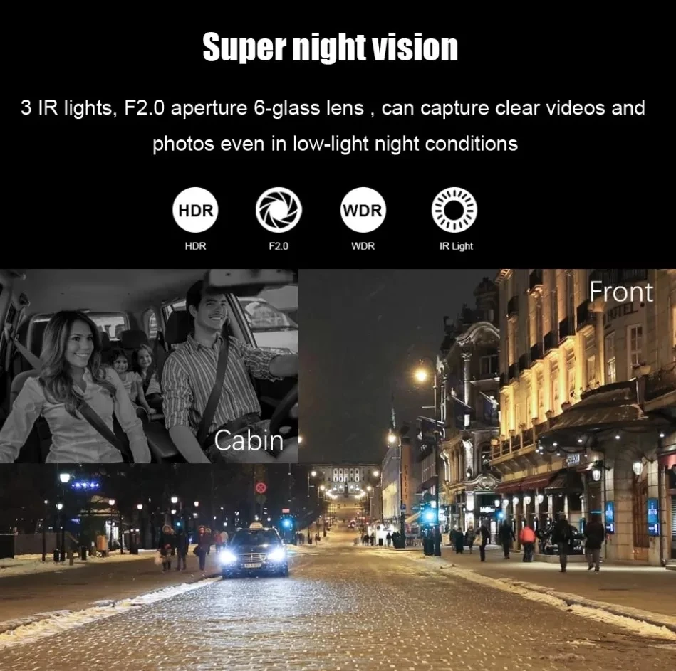 Z3 Dashcam - 1080P Dual Lens Car Recorder with Night Vision