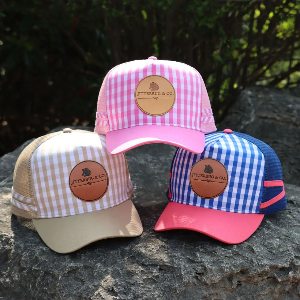 High Quality Trucker Caps With Leather Patches Custom Blank Deep Fit ...