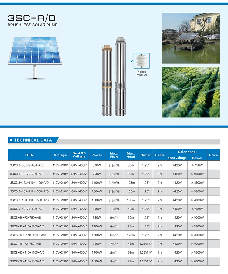 RIDA Agricultural Irrigation Borehole Pump DC Electric Brushless Solar ...