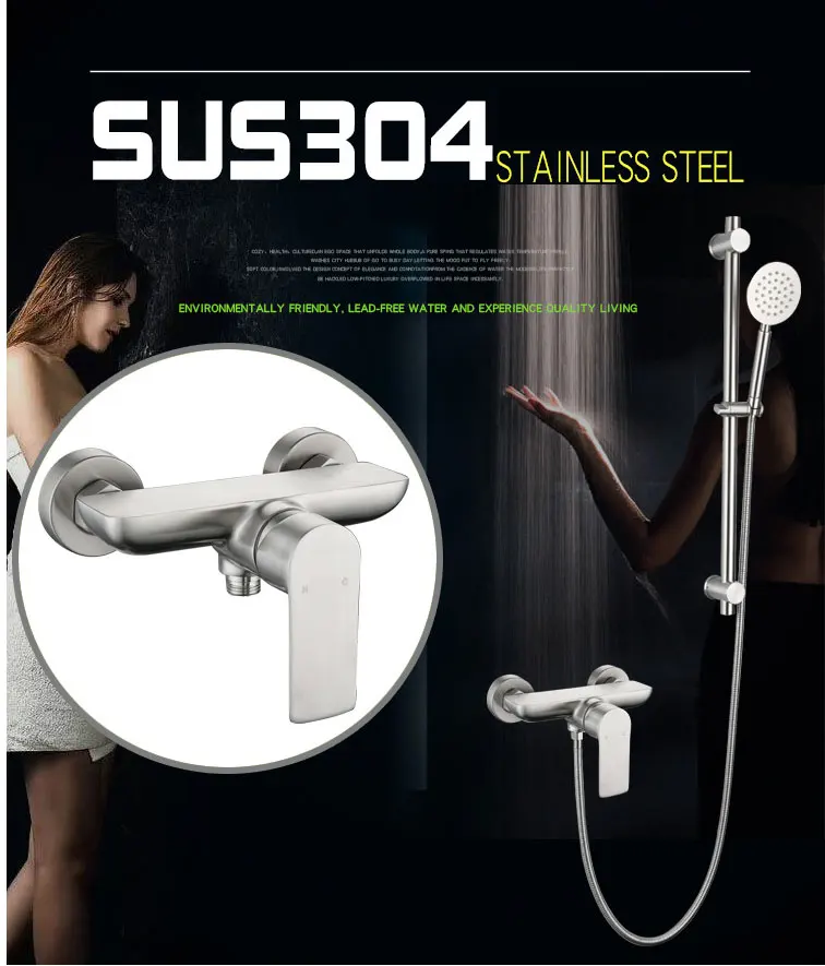 Stainless Steel Simple Bathroom Faucet Tub and Shower Combination Valve ...