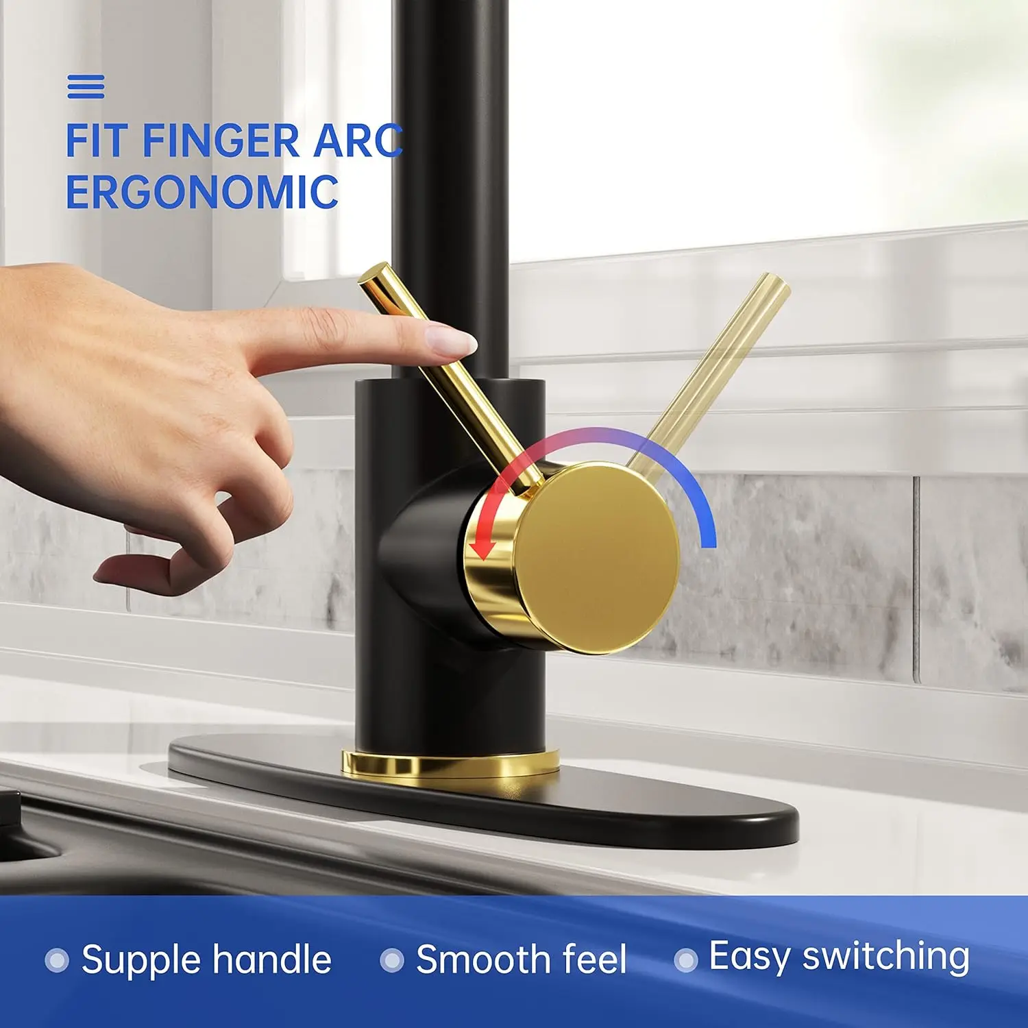 Black Gold Stainless Steel Kitchen Faucet Single Handle Commercial ...