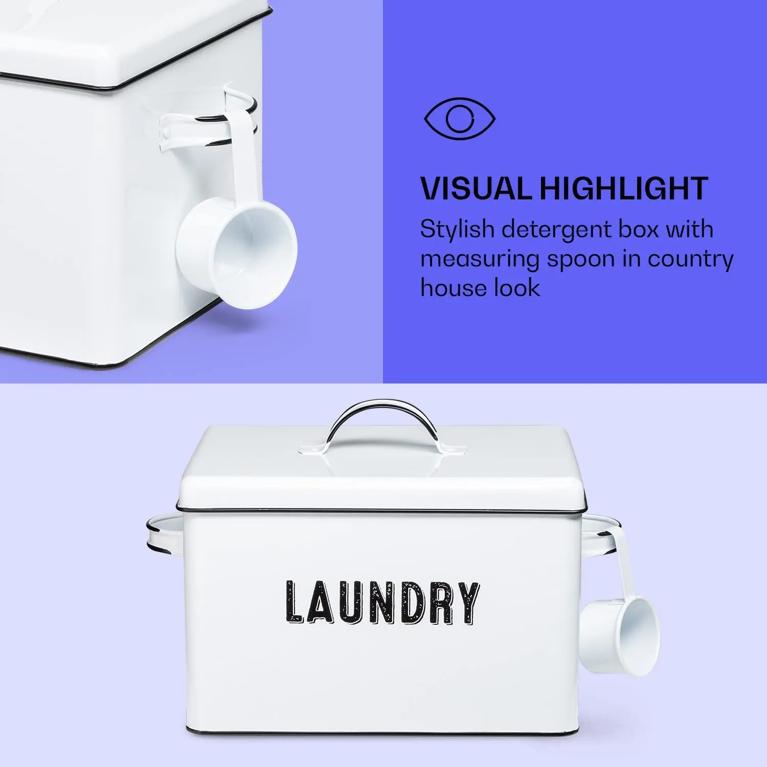 Laundry Powder Storage - Retro Metal Container with Scoop