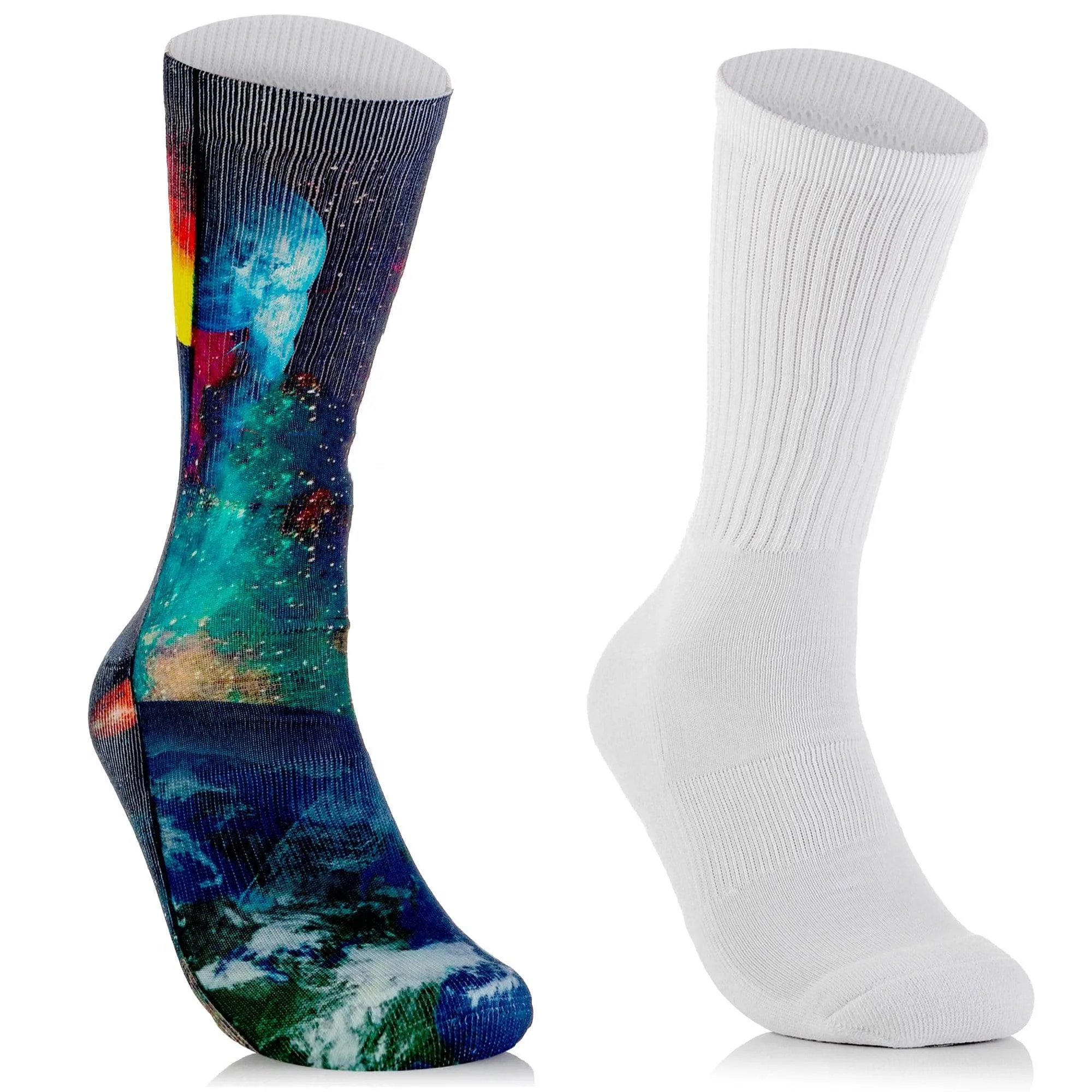 Custom Basketball DIY Blank Sublimation Socks - White with Black Soles
