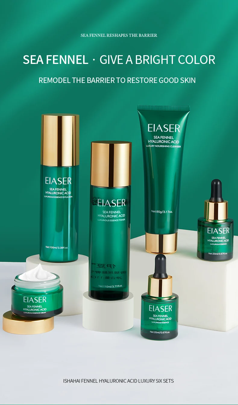 Sea Fennel Hyaluronic Acid Skincare Set - Anti-Aging Lotion, Cream ...