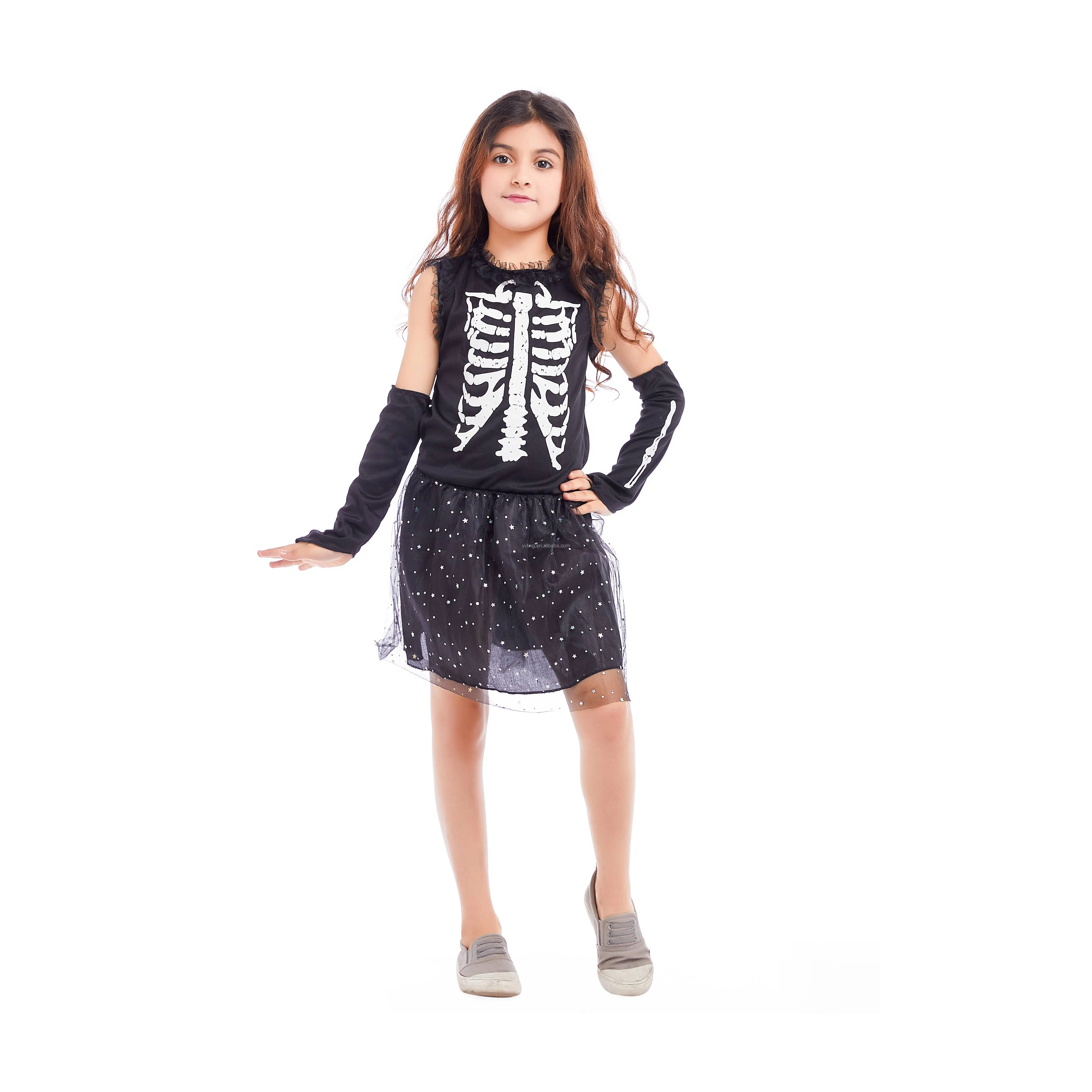 2024 3D Printed Girls Skeleton Printed Long Sleeve Halloween Cosplay ...