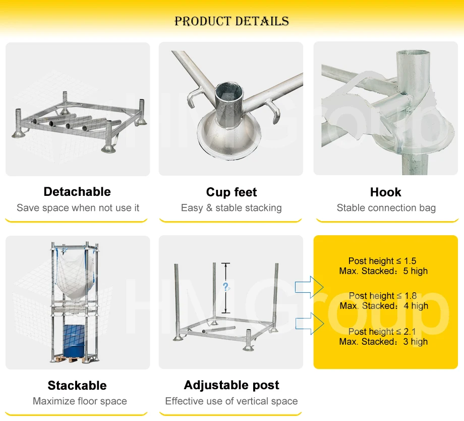 Warehouse Heavy Duty Storage Steel Metal 4 Posts Modular Stacking Big ...