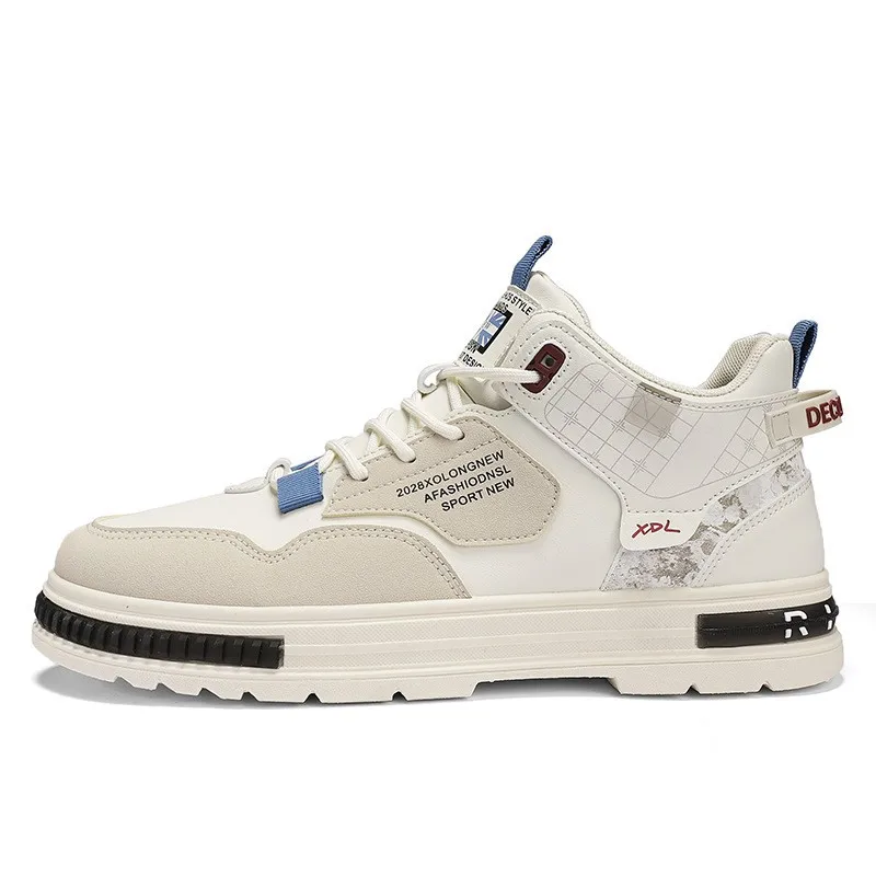 Spring Men's New Breathable High Top Small White Versatile White Shoes ...