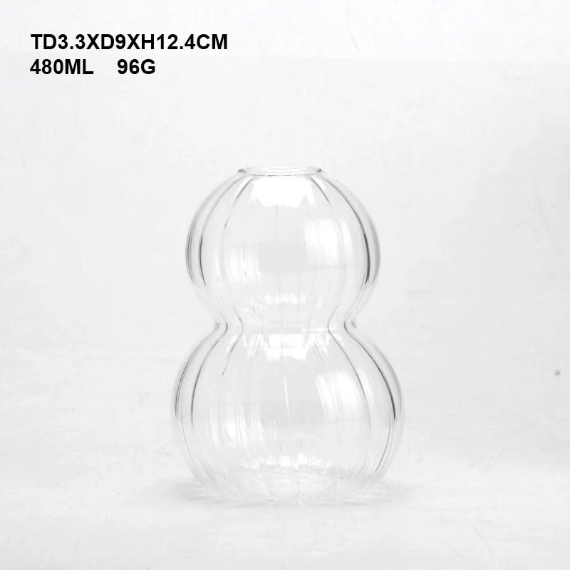Modern Design Wide-Mouth Short Clear Glass Flower Vase with Metal Frame ...