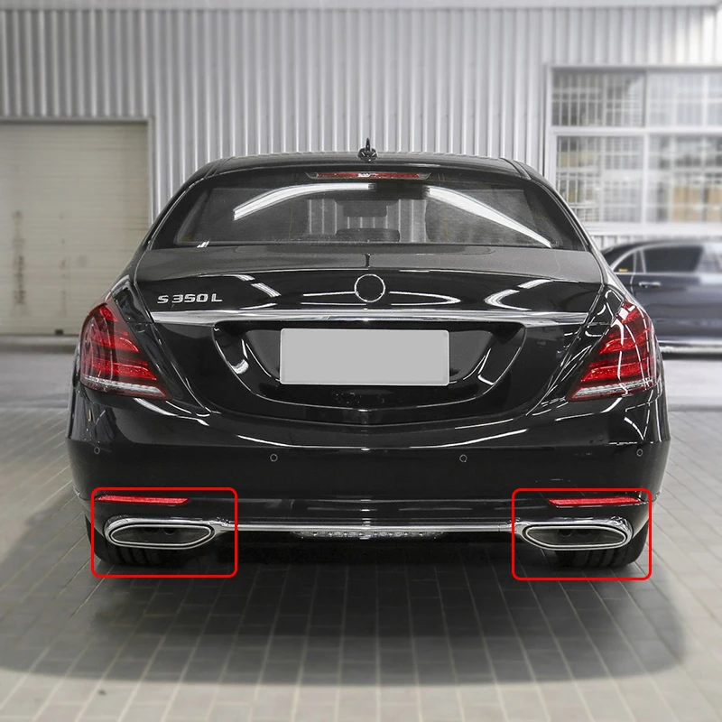 Rear Bumper Right Left Side Muffler Tips Bright Strip For Mercedes Benz ...