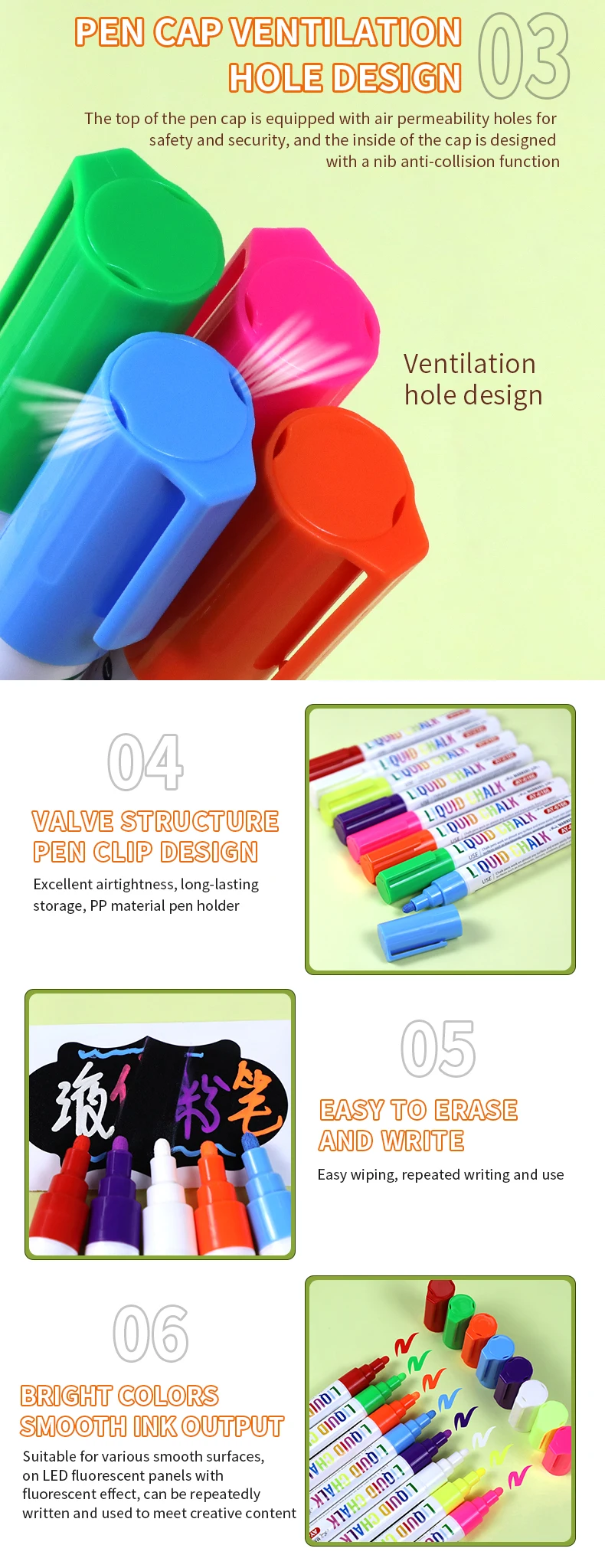 Hot Selling 8 Colors Art Colored Liquid Chalk Markers for Drawing