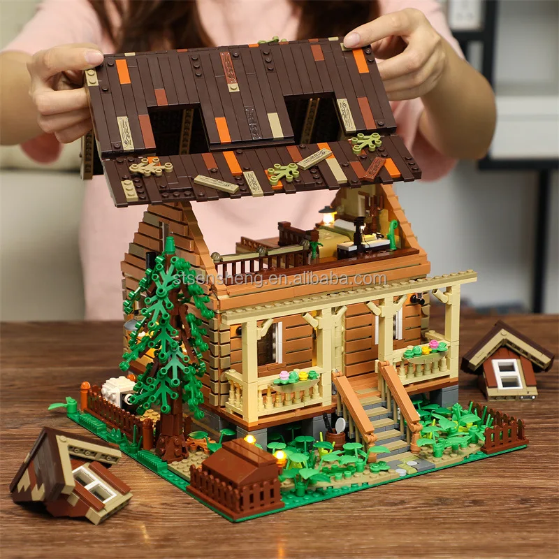 Hot Funwhole Fh9001 Forest Cabin Set Street View Moc Bricks Creative ...