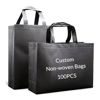 Custom Black Non Woven Packaging Gift Bags Eco 80gsm Pp Non-woven ...