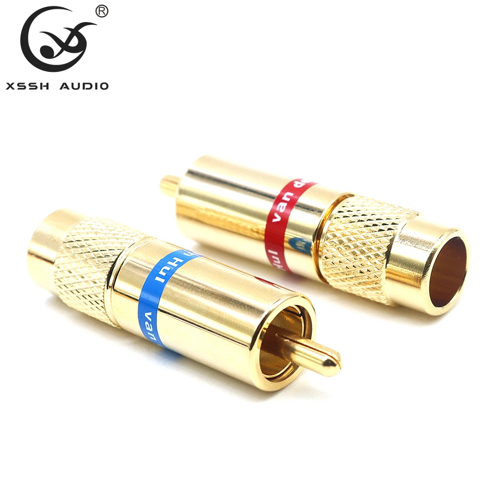 Male Rca Connector Xssh Diy Oem Odm Pure Copper Plated Gold Metal 8mm Coaxial Digital Audio ...