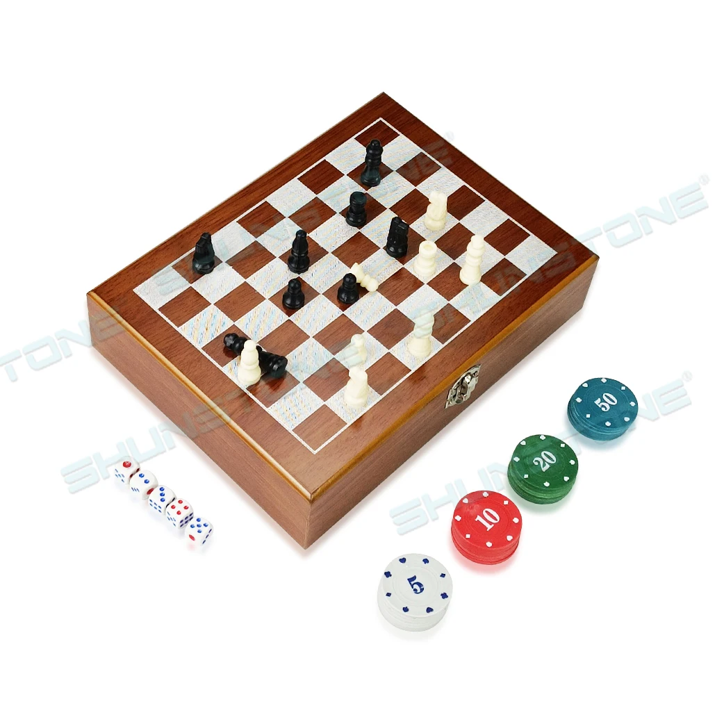 Novelty Chess Board Game Set With Games Chips And Poker Multi Function ...