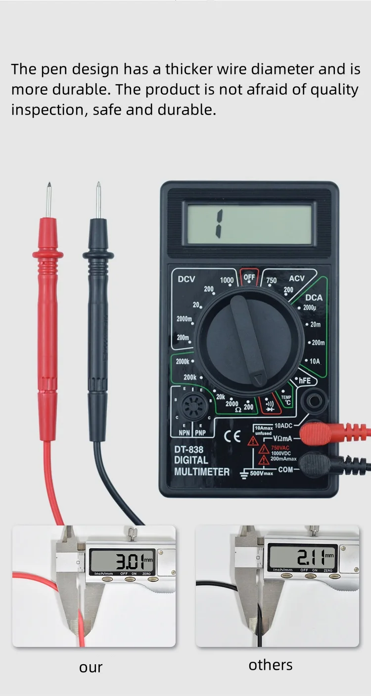 Dt838 Portable Smart Multimeter Digital Electronic Multimeter Voltage ...