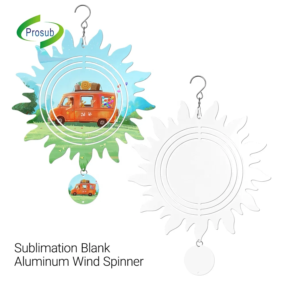 Prosub Diy Photo Print 8'' Sun Wind Chimes Double Sided Metal Blank ...