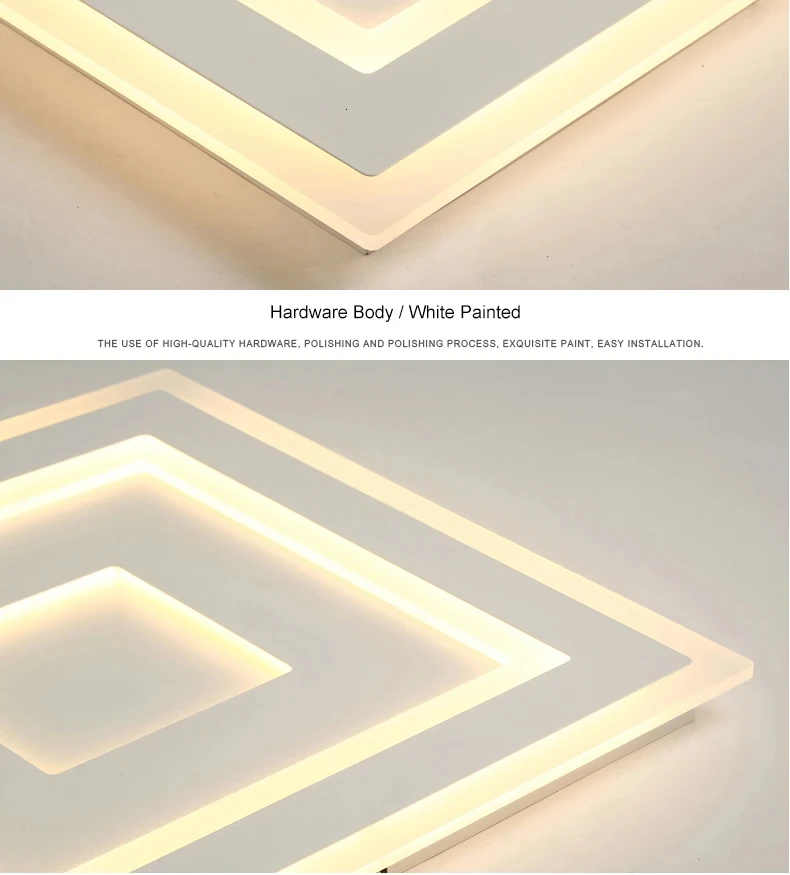 Modern Square Led Ceiling Lamp Ultra-thin Acrylic 3 Color Dimmable ...